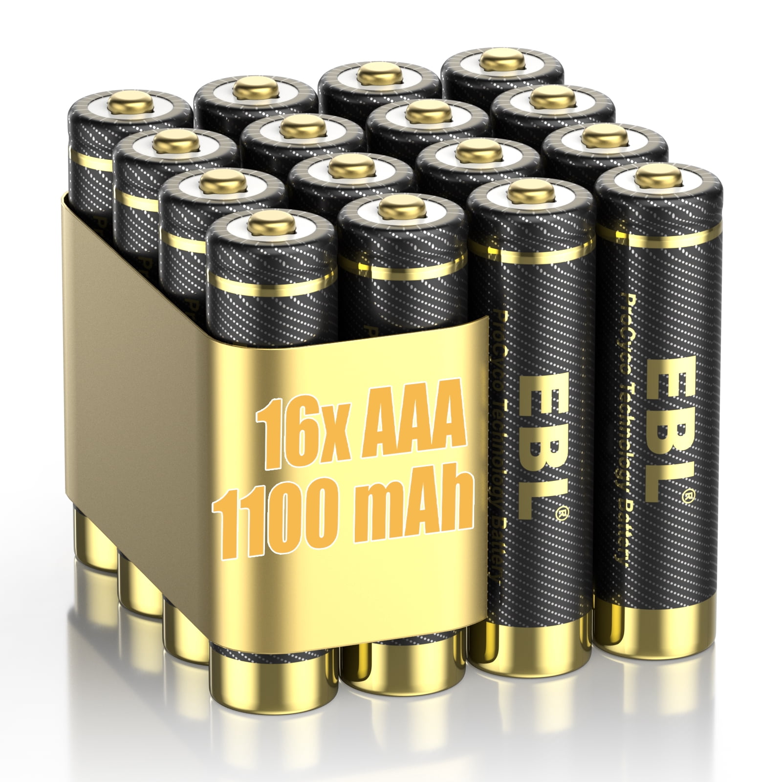 EBL Gold Pro AAA Rechargeable Batteries (16 Pack) 1.2V Nimh Battery ...