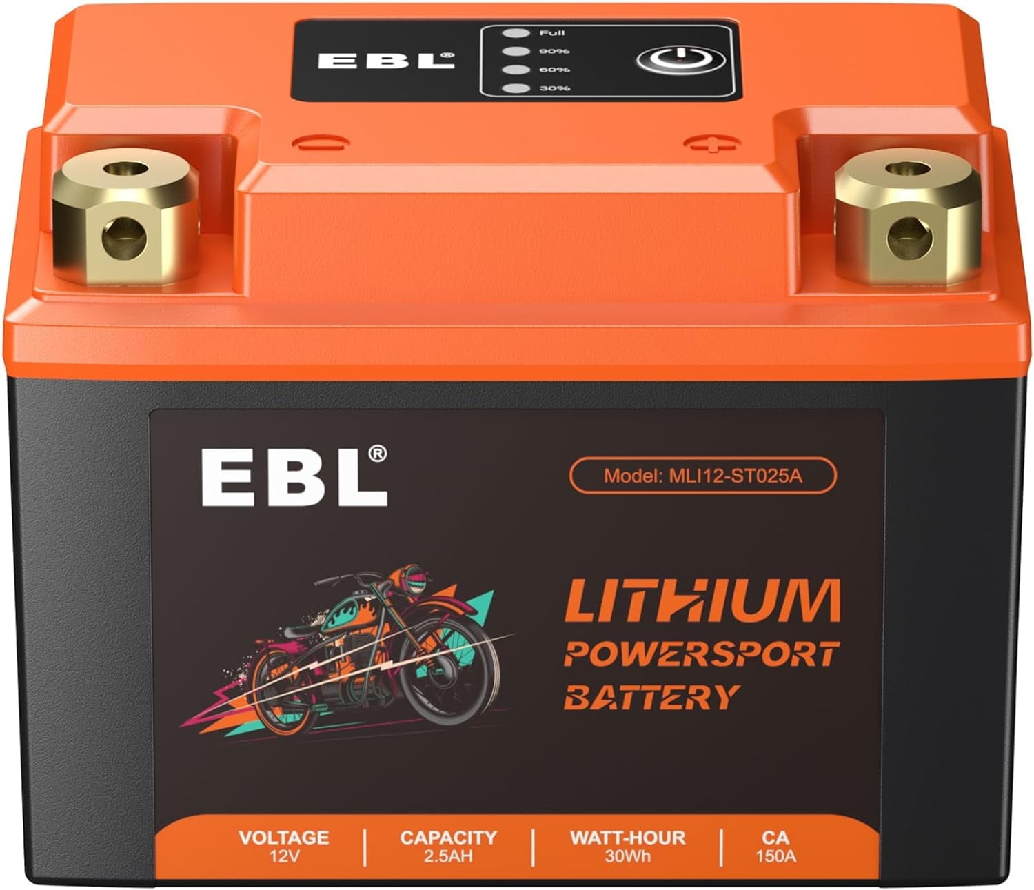 EBL Lithium Motorcycle Battery LiFePO4 YTX4L-BS 12V 2.5Ah 150A ...