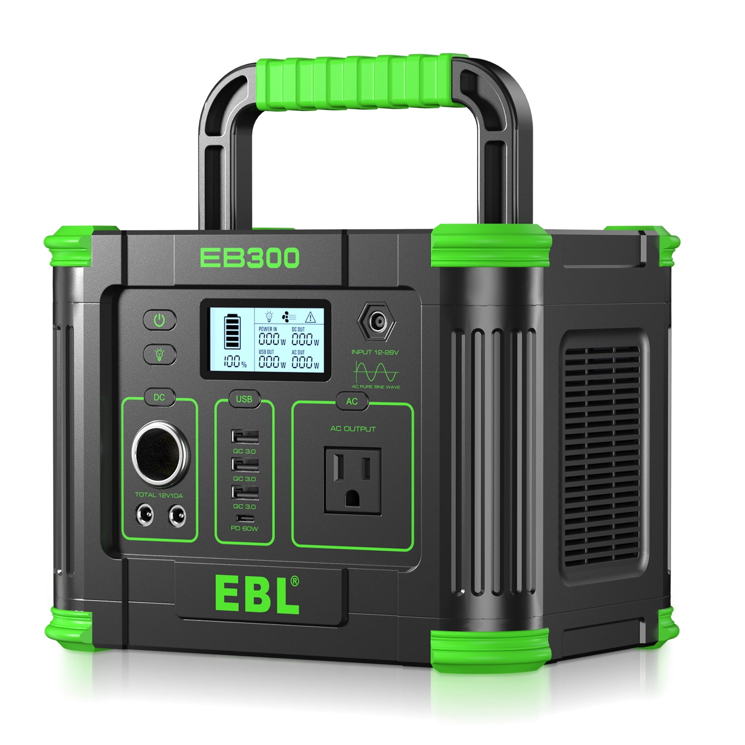 EBL Portable Power Station 300W (Peak 600W), 288Wh Solar Generator with ...