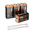 EBL Rechargeable 9V Batteries (4 Pack) 5400mWh Long-Lasting 9 Volt ...
