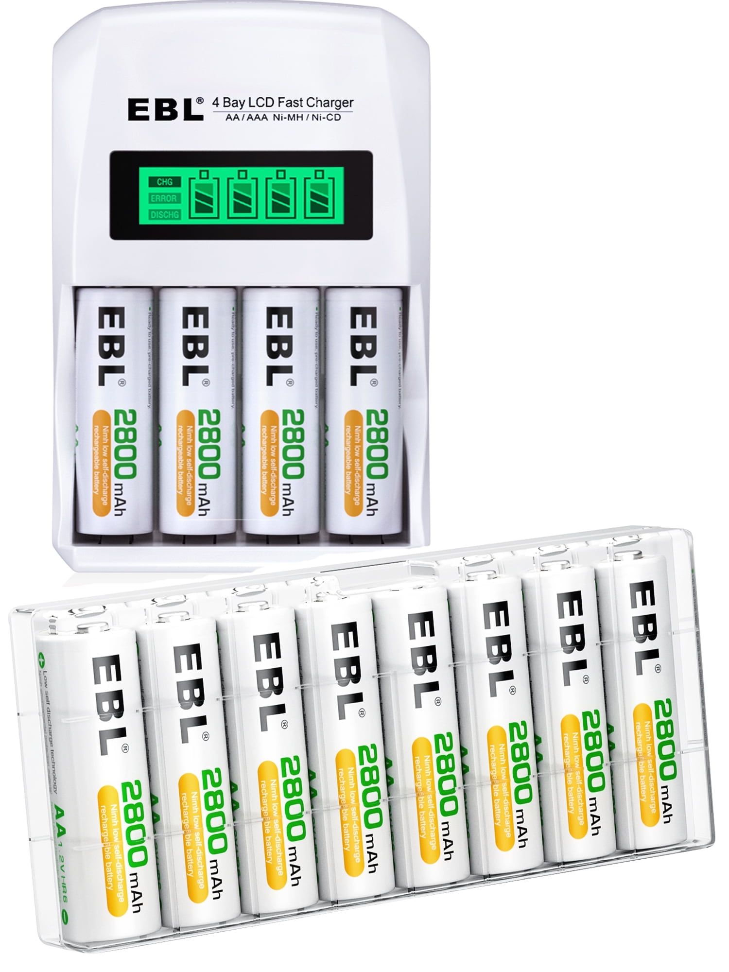 EBL Rechargeable AA Batteries 12 Pack with Charger - Walmart Business ...