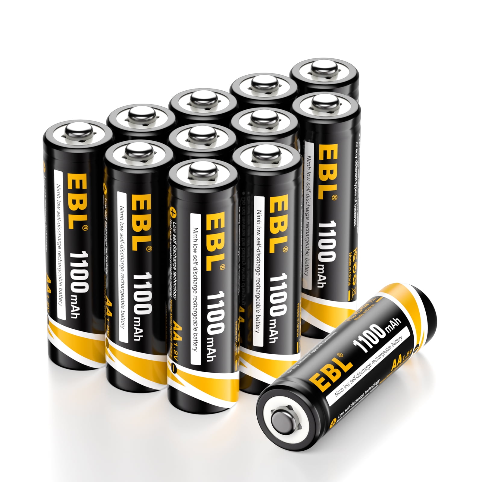 EBL 12pc AA 1100mAh Rechargeable Batteries Set, Perfect for Solar ...