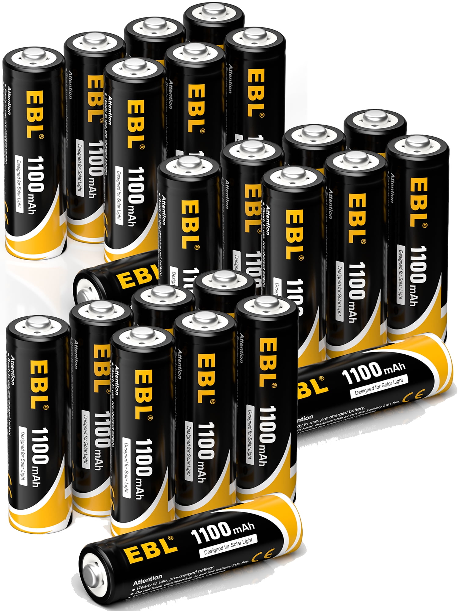 EBL Rechargeable AA Batteries, 1.2V 1100mAh, 24 Pack, High Retention ...