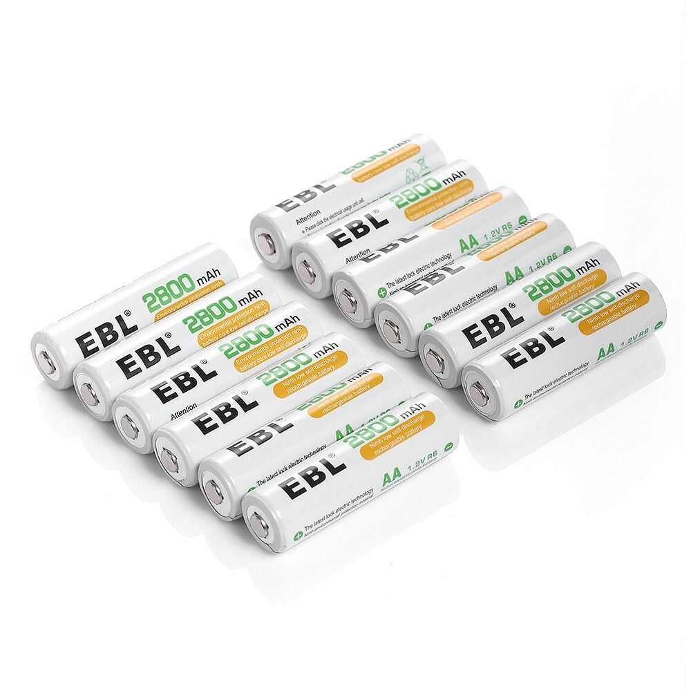 EBL Rechargeable AA Batteries Set, 2800mAh NiMH, 12pcs, 1.2V - Walmart.com