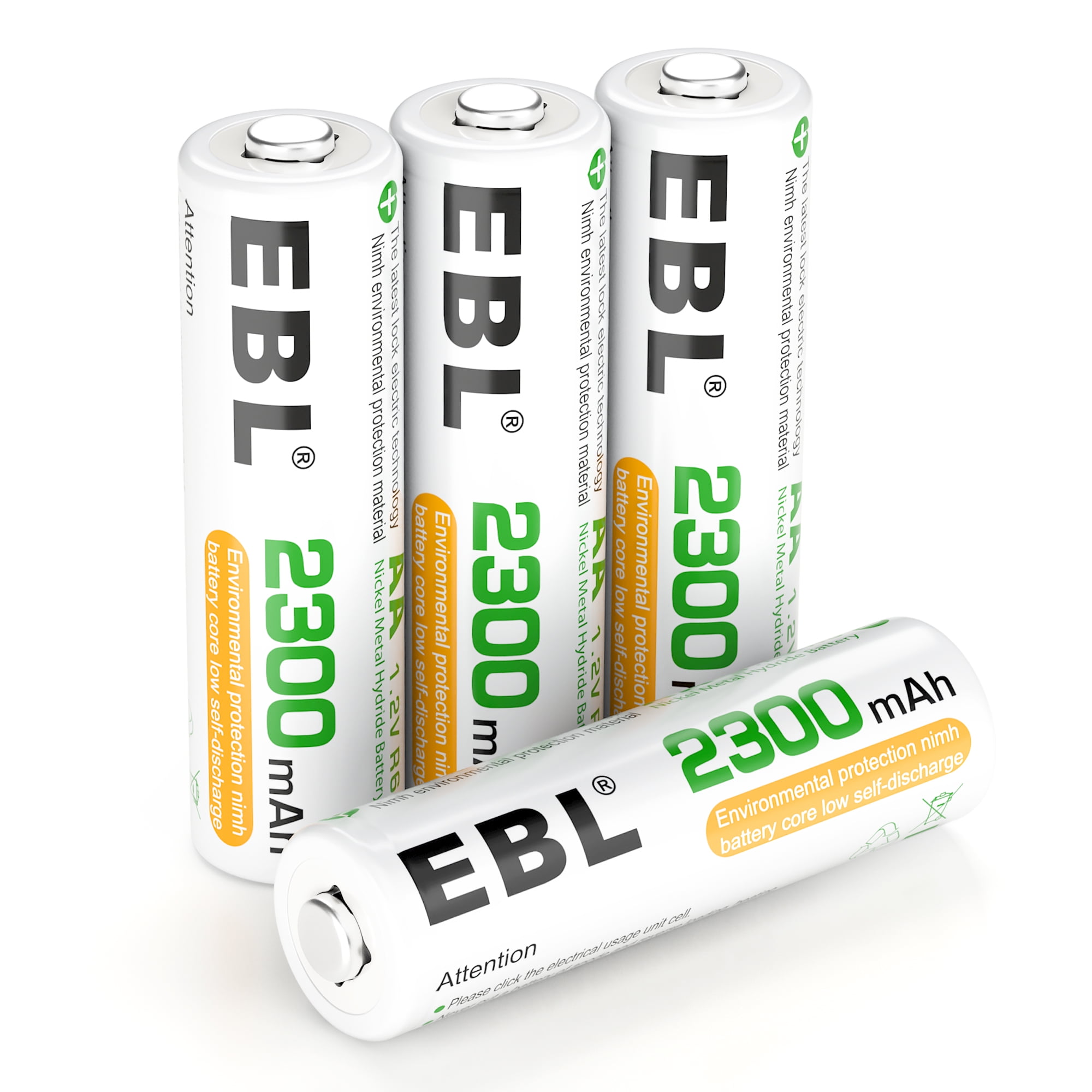 EBL Rechargeable AA Batteries (4 Pack), 2300mAh Ni-MH Double A ...