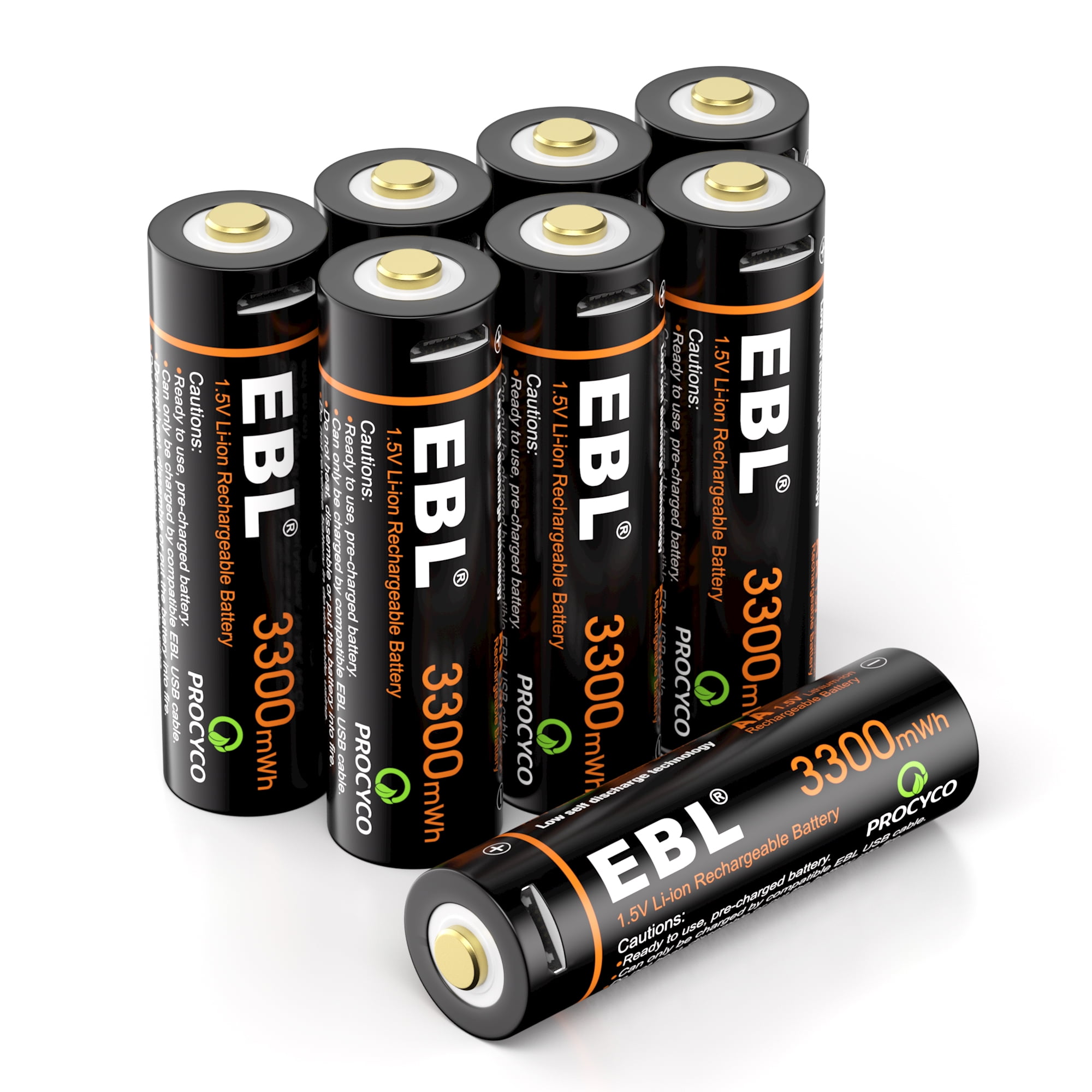 EBL Rechargeable AA Batteries (8-Pack), 3300mWh 1.5 Volts Lithium-Ion ...