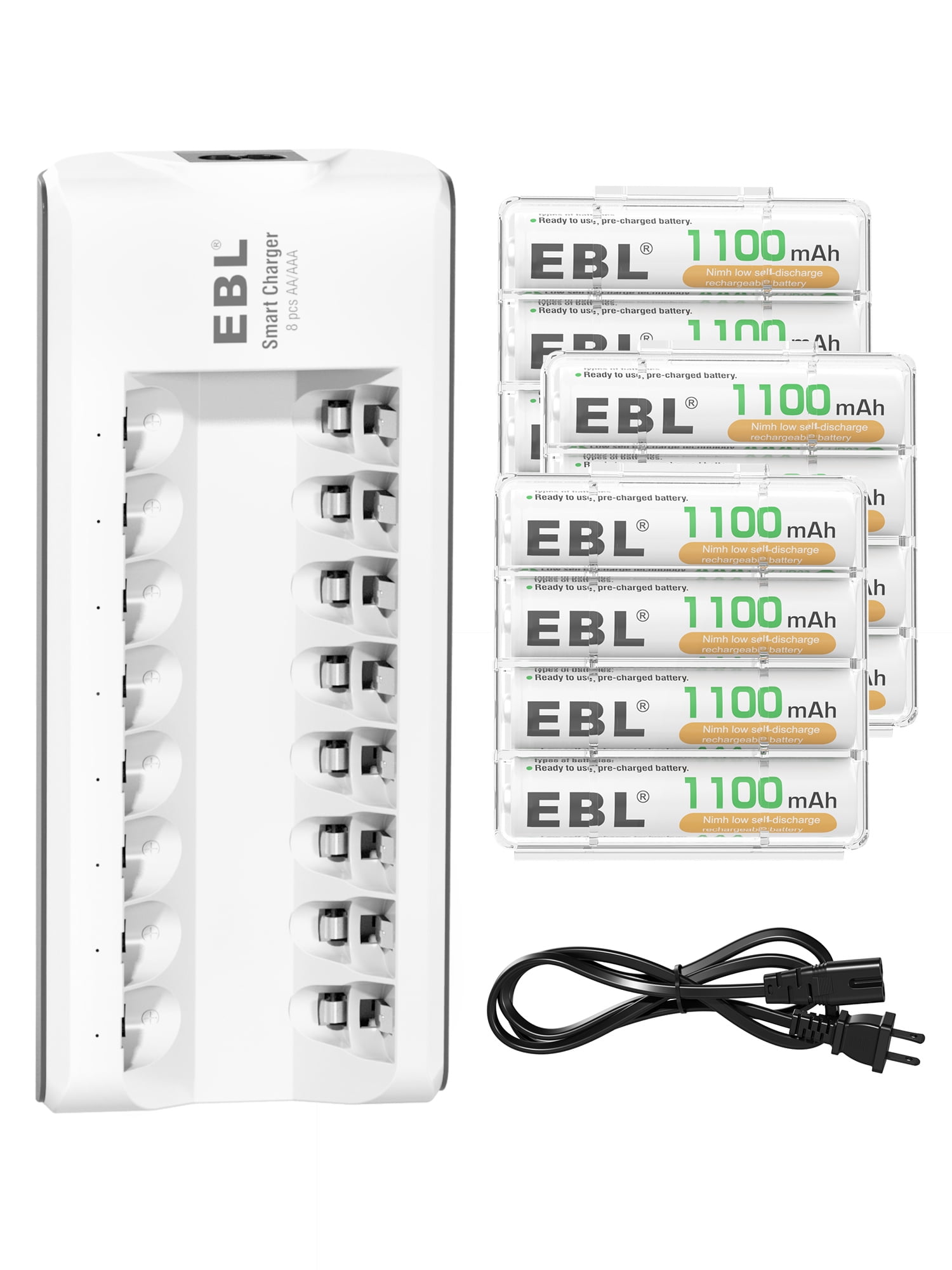 EBL Rechargeable AAA Batteries 12-Packs (ProCyco 1100mAh) with AA AAA ...
