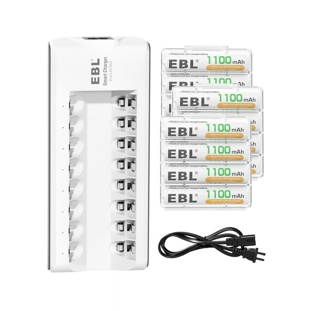 EBL Rechargeable AAA Batteries 12-Packs (ProCyco 1100mAh) with AA AAA ...