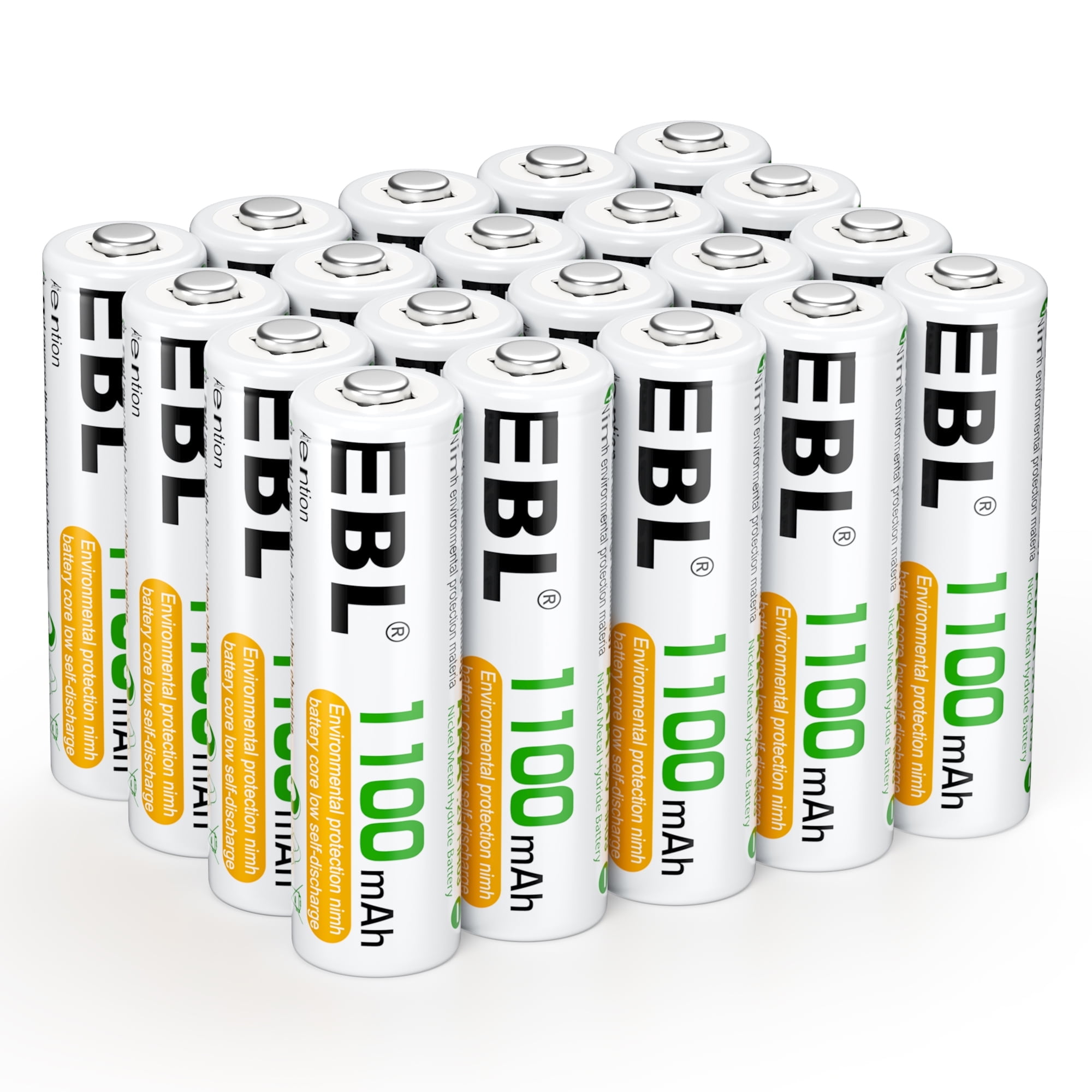 EBL Rechargeable AAA Batteries (20-Pack), 1100mAh Ni-MH Triple a ...