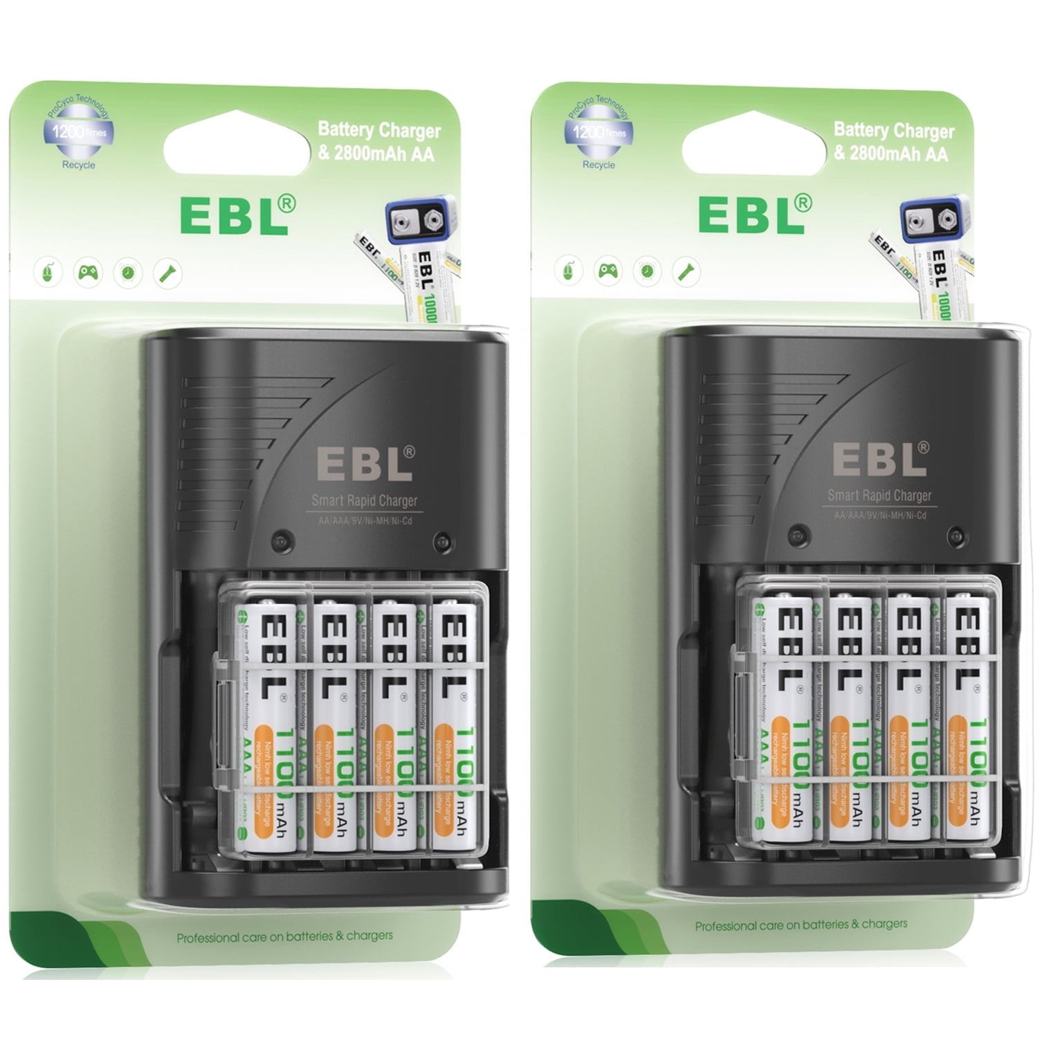EBL Rechargeable AAA General Purpose Batteries (8-Pack) with 9V Ni-CD ...