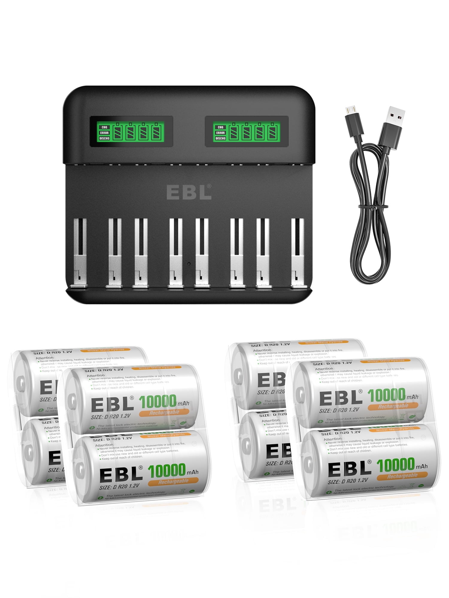 EBL Rechargeable D Batteries for Office Breakroom Devices - Walmart ...