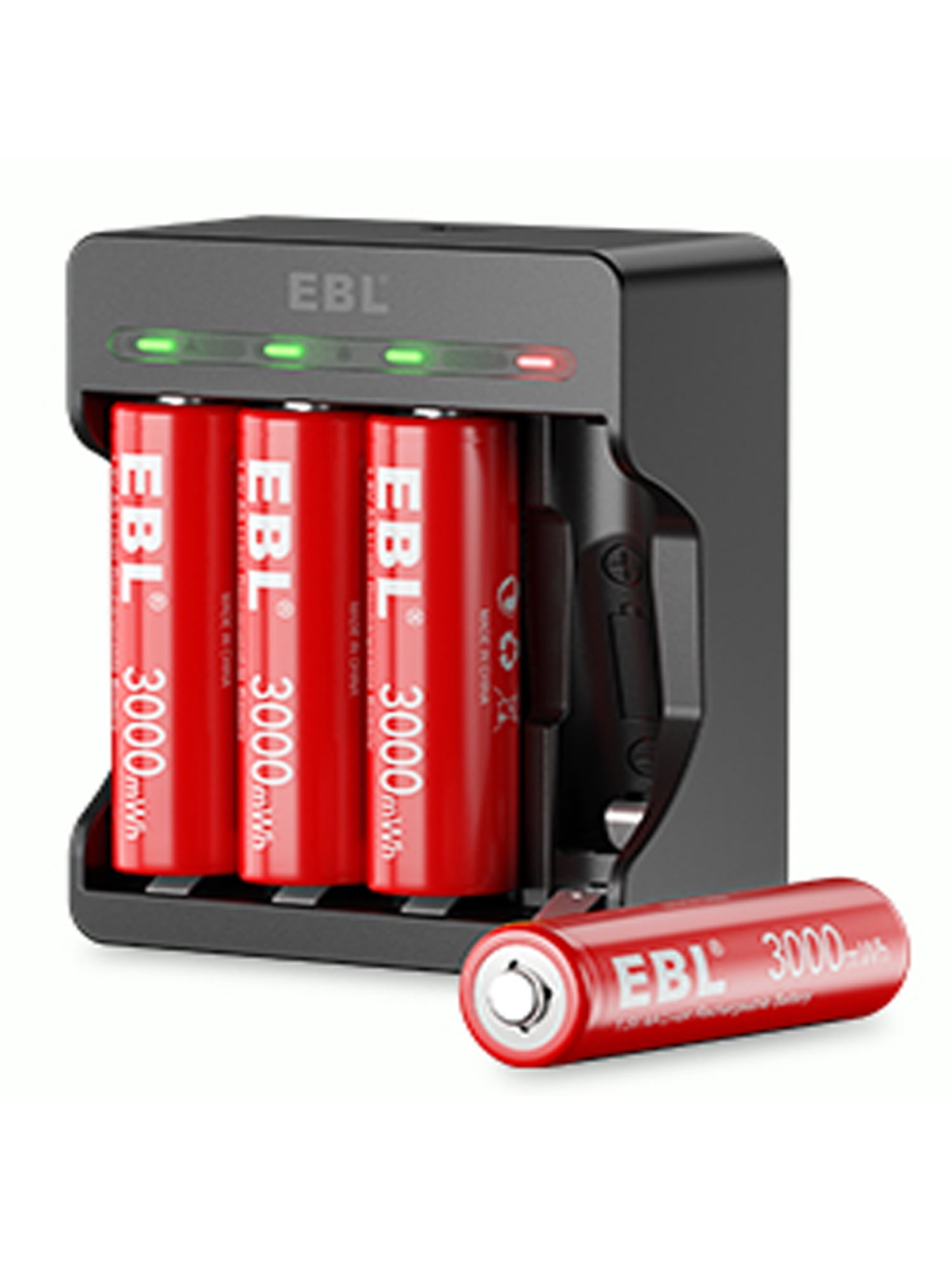 EBL Rechargeable Lithium AA Batteries (4 Pack) with USB Battery Charger ...