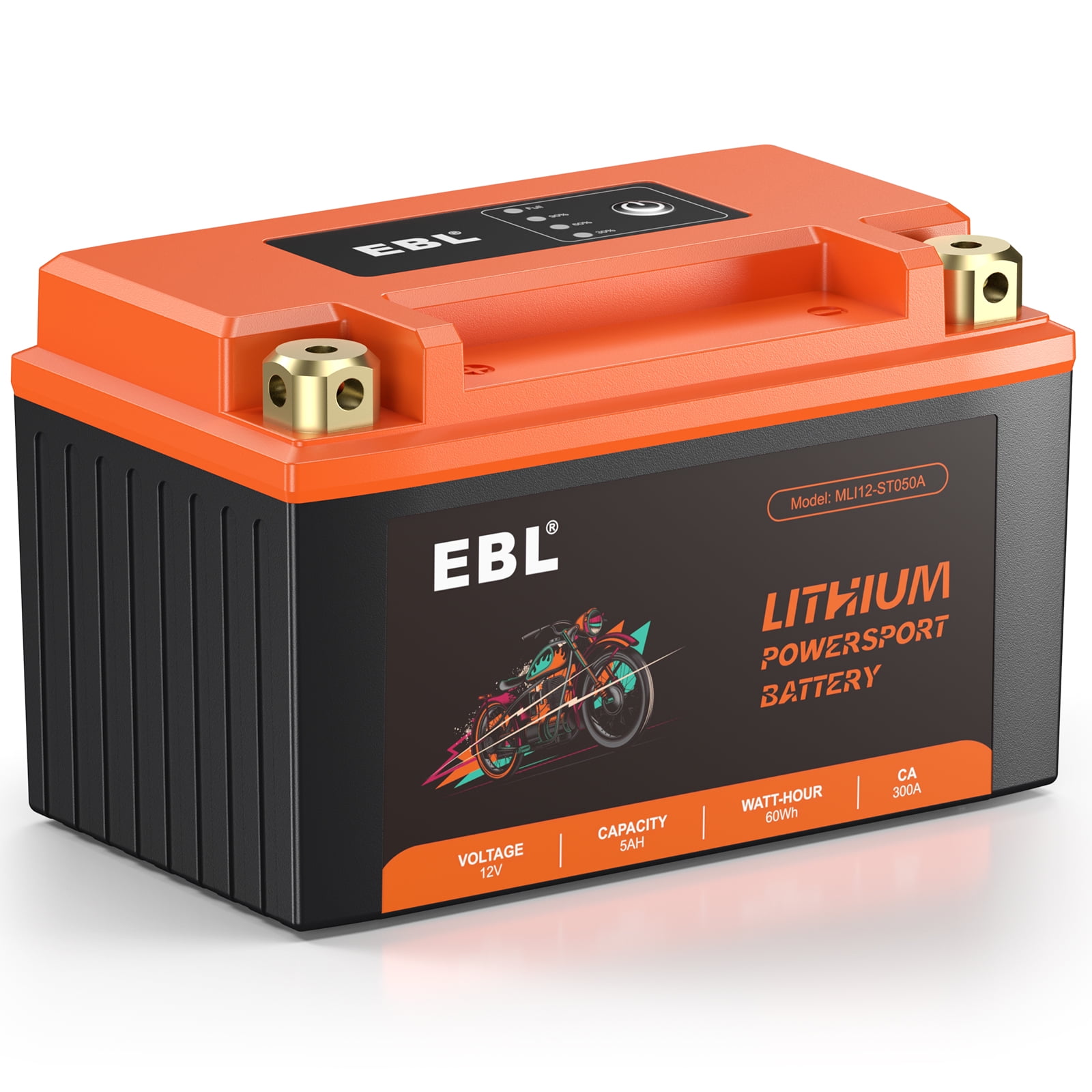EBL 12V Motorcycle Lithium Battery 150CCA 300A 5Ah Replaces YTZ14S-BS ...