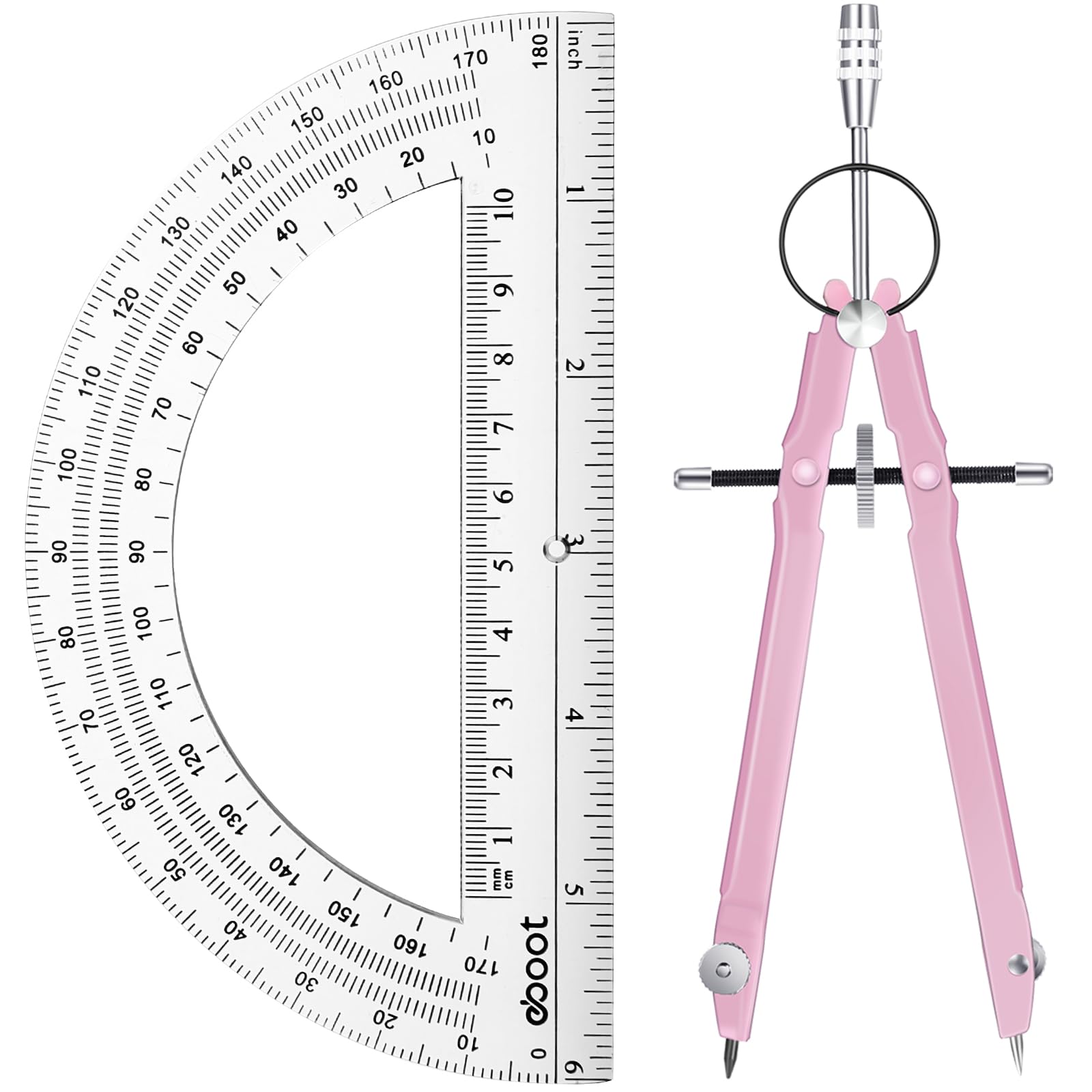 EBOOT Student Geometry Math Set, Drawing Compass and 6 Inch Clear Swing ...