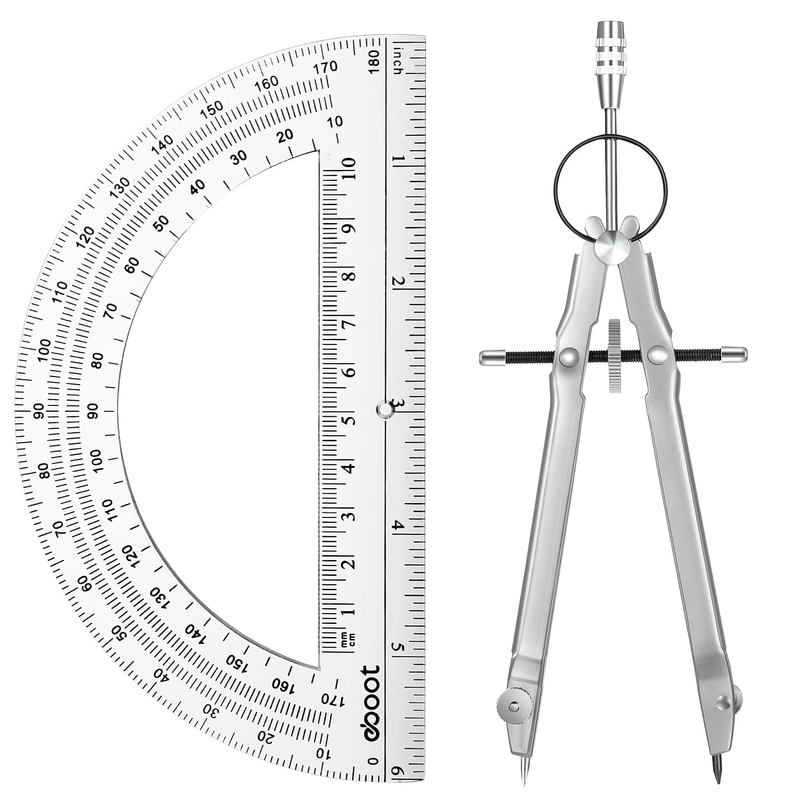 EBOOT Student Geometry Math Set, Drawing Compass and 6 Inch Clear Swing ...