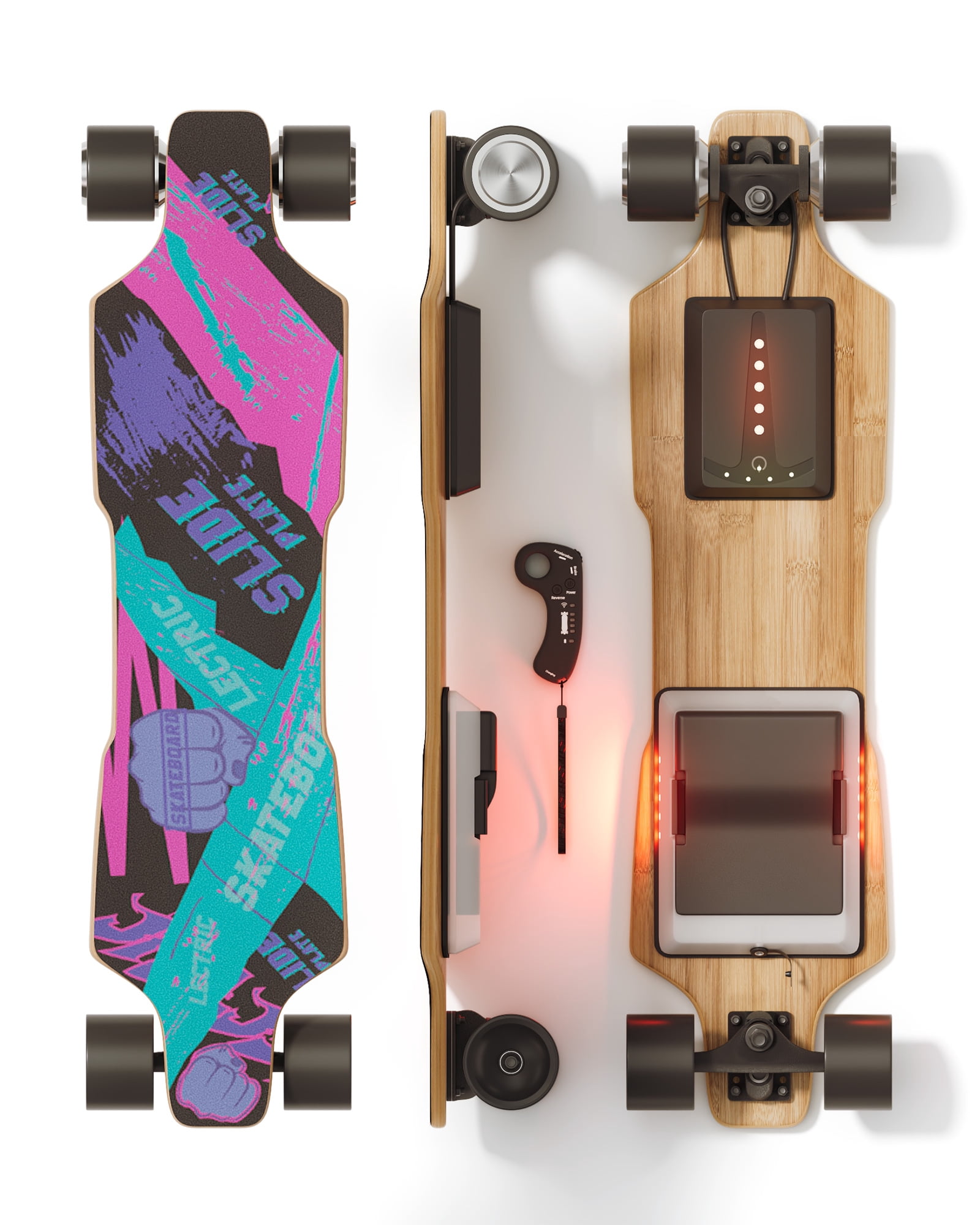 EBOSSOM Electric Skateboard with 900W Dual Motor & RGB LED, 37 ...