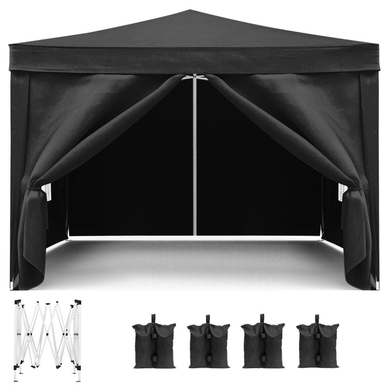 EBQOSK 10'x10' Folding Canopy with 4 Removable Sidewalls Outdoor Event ...