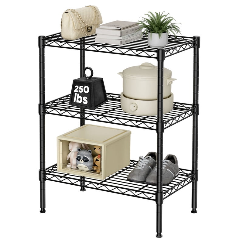 EBQOSK 3-Tier Storage Shelving Unit, Adjustable Metal Wire Racks Heavy ...
