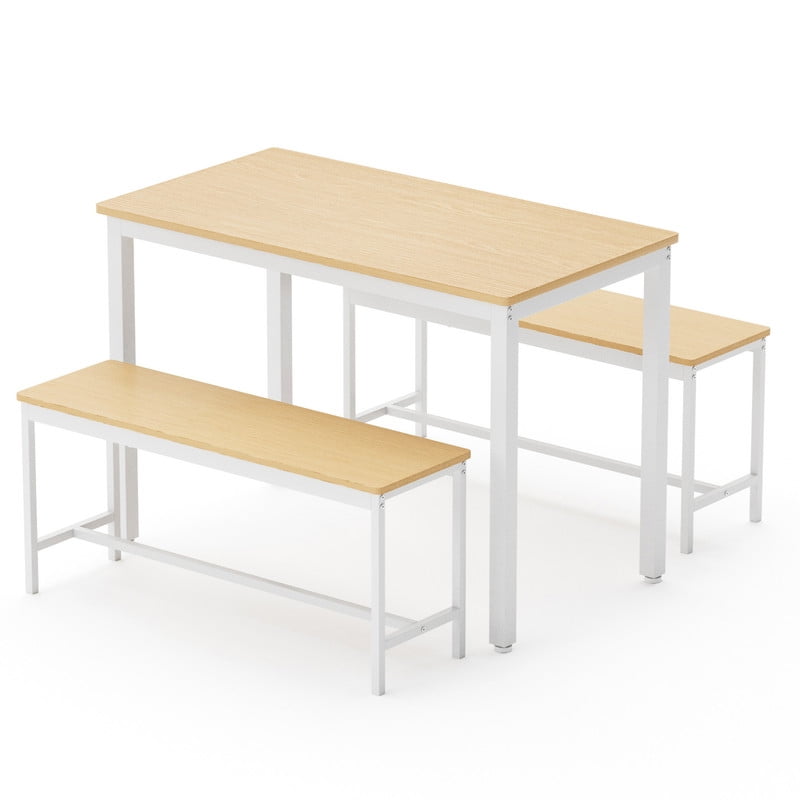 EBQOSK Dining Table Set, Bar Table with 2 Dining Benches, Kitchen Table ...