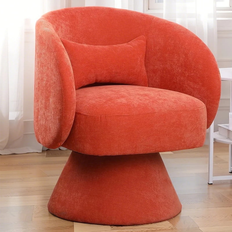 EBQOSK Swivel Accent Chair Armchair, Round Barrel Chair in Fabric for Living Room Bedroom Orange ...