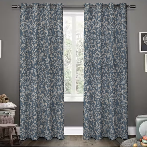 EBSTL Blackout Curtains for Living Room, Farmhouse Drapes with Scroll ...