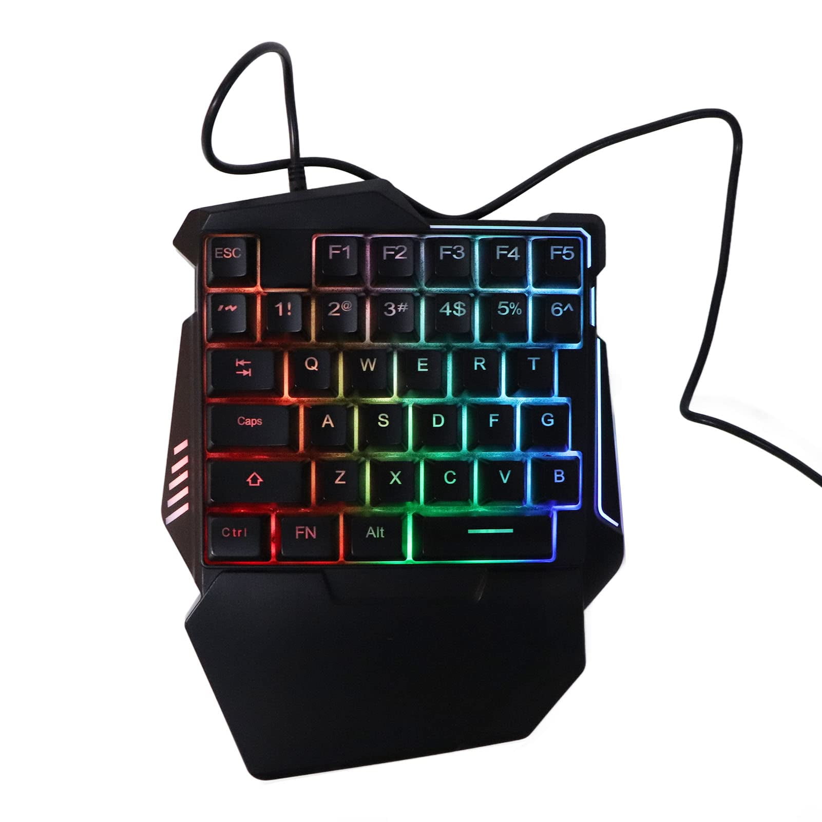 EBTOOLS One Handed Gaming Keyboard, 35 Keys Colorful RGB Backlight Half ...