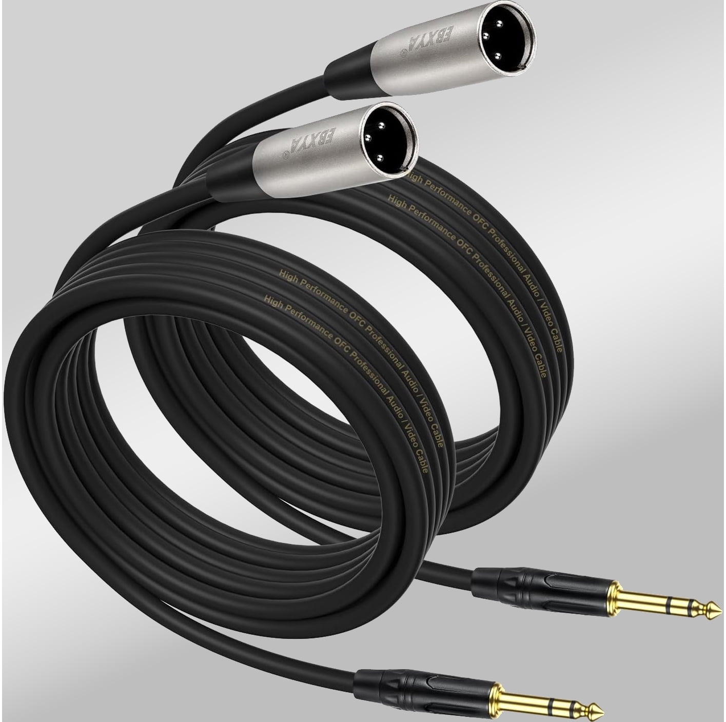 EBXYA 2 packs 6ft TRS to XLR Male Cable - Balanced 1/4" 6.35mm to XLR ...