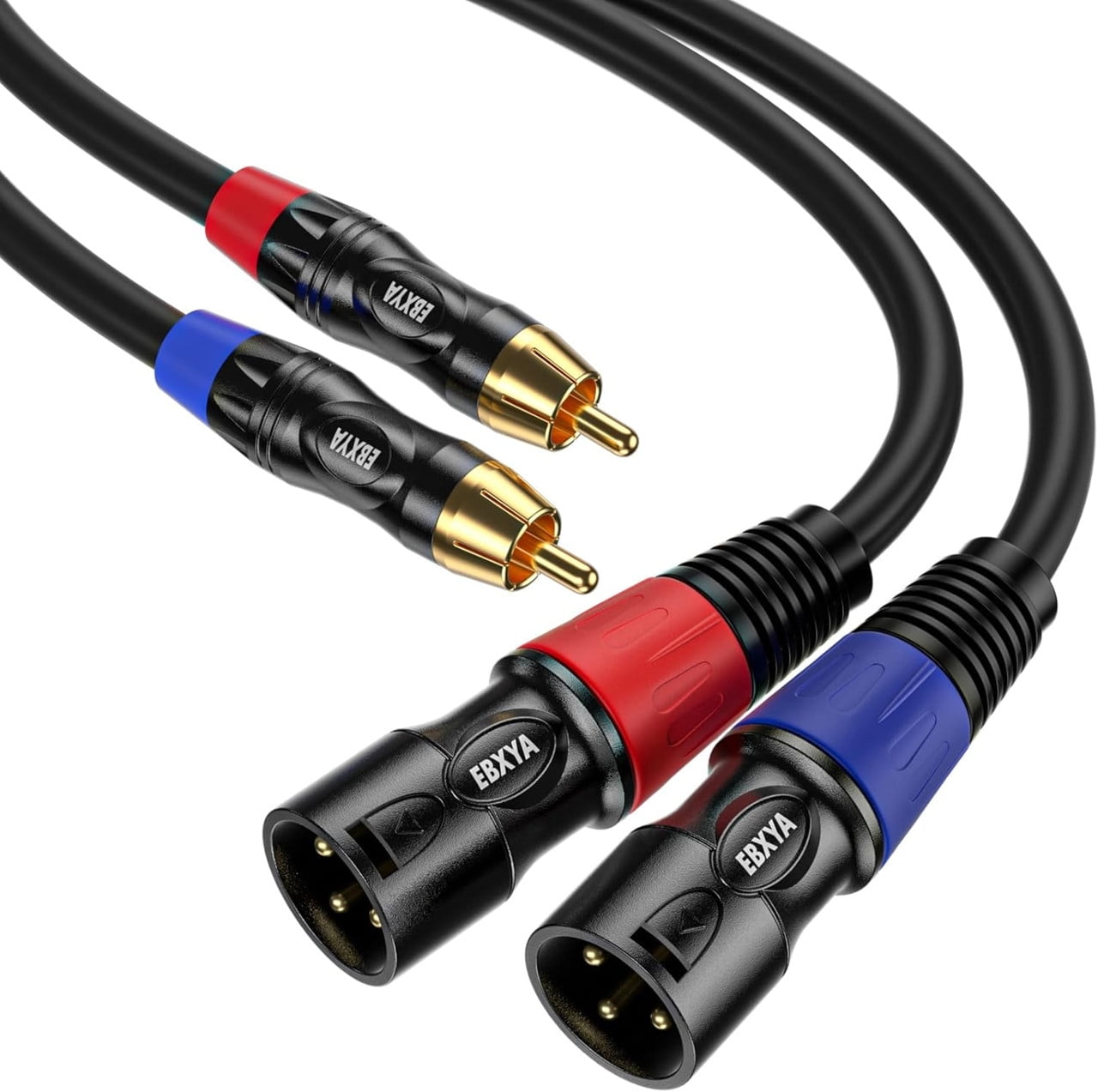 EBXYA Dual XLR to Dual RCA Color-Coded Audio Cable, 24K Gold Plated ...