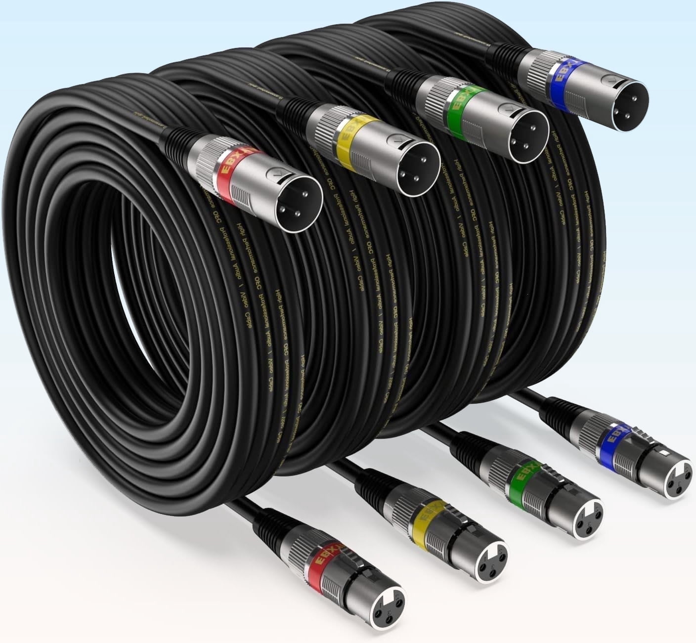 EBXYA 4-Pack 20ft XLR Microphone Cables - Balanced M/F Shielded for ...