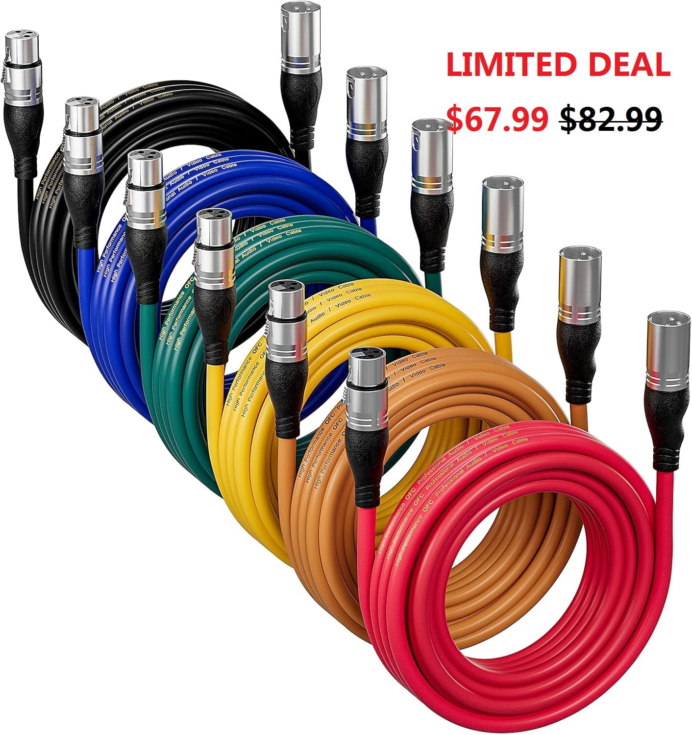 EBXYA XLR Cable 25ft 6 Packs - Premium Balanced Microphone Cable with 3 ...