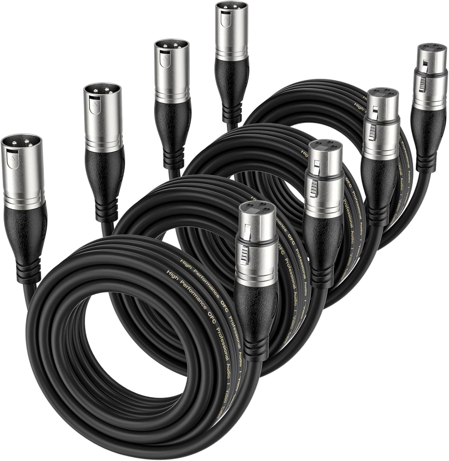 EBXYA 35ft 4-Pack XLR Cable - Balanced M/F, OFC Braided Shield Studio ...