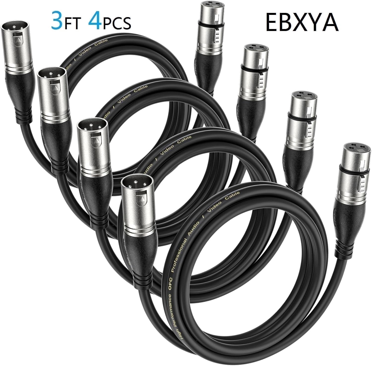EBXYA XLR Cable Microphone Cable 8-Shaped Coiled 4-Pack, with Oxygen ...