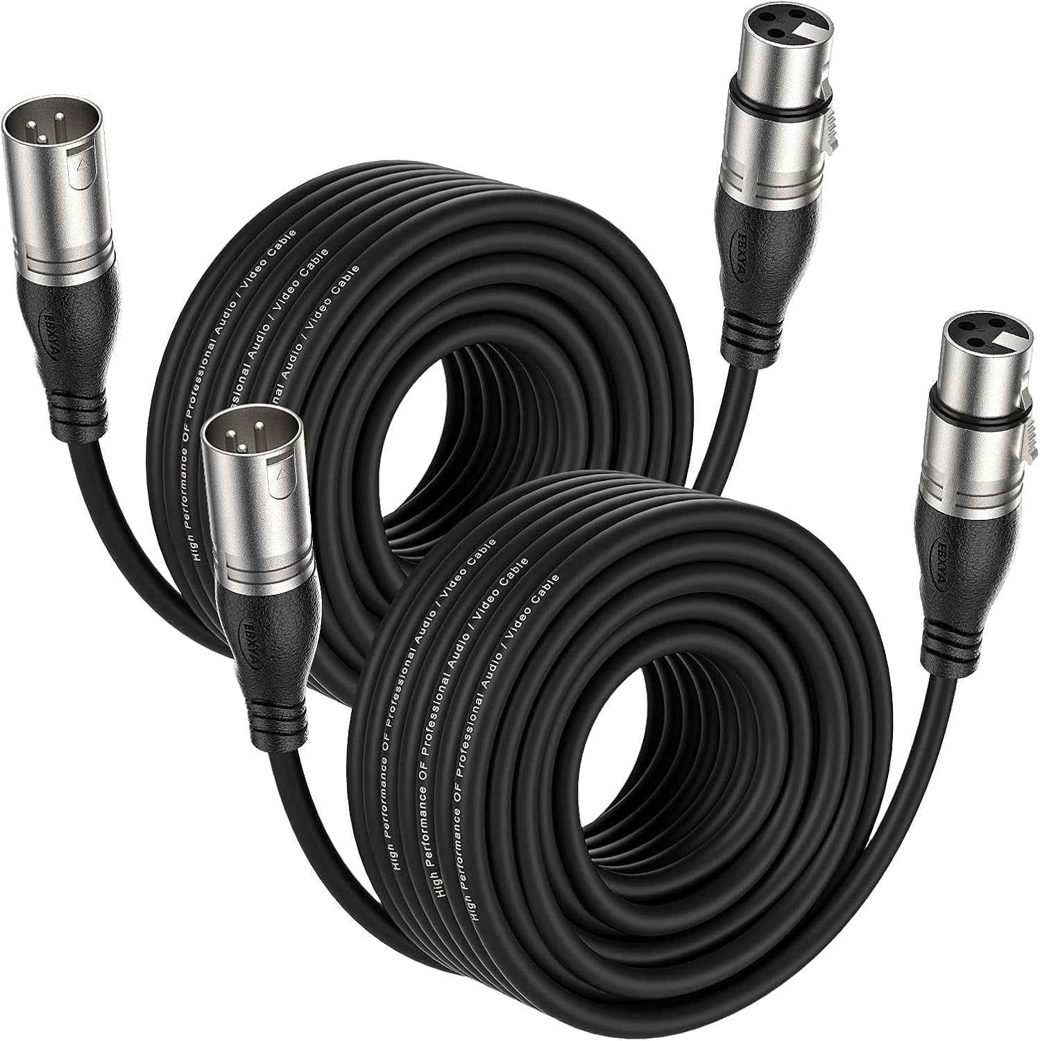 EBXYA 50ft XLR Microphone Cable 2-Pack - Balanced M/F Audio Cable with ...