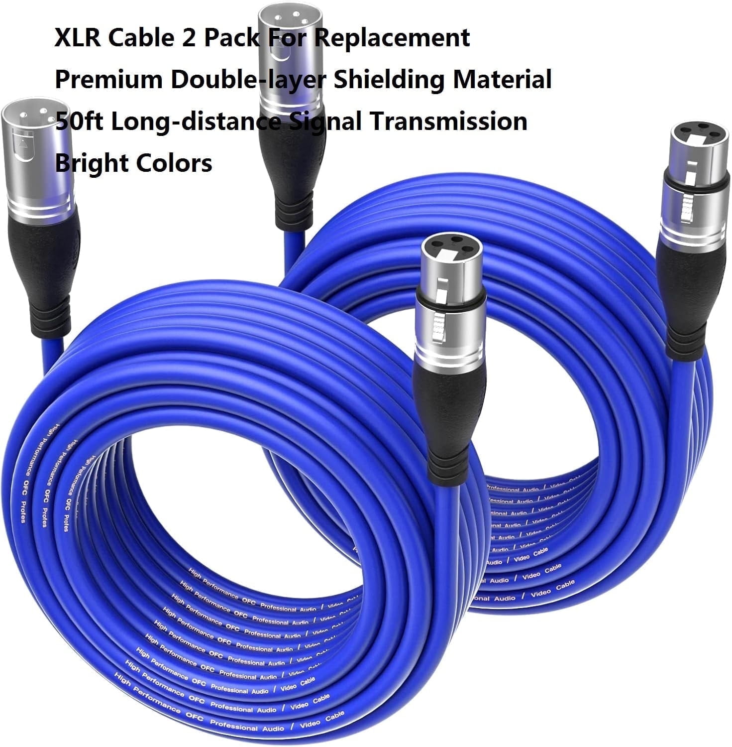 EBXYA XLR Male to Female Cable 50ft 2-Pack, with Oxygen-Free Copper ...