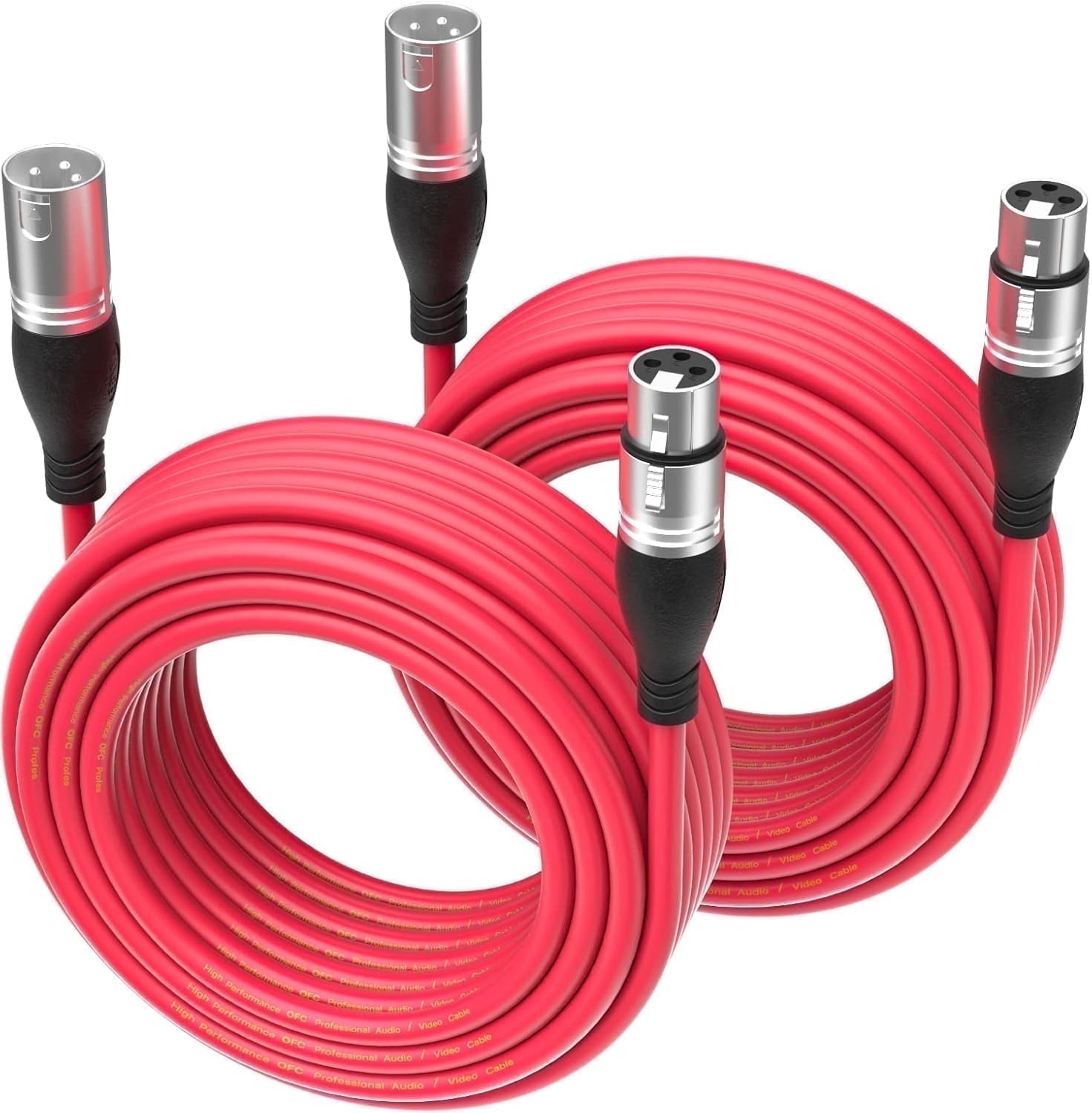 EBXYA 50ft 2-Pack XLR Cable - Oxygen-Free Copper Shielded Audio Cable ...