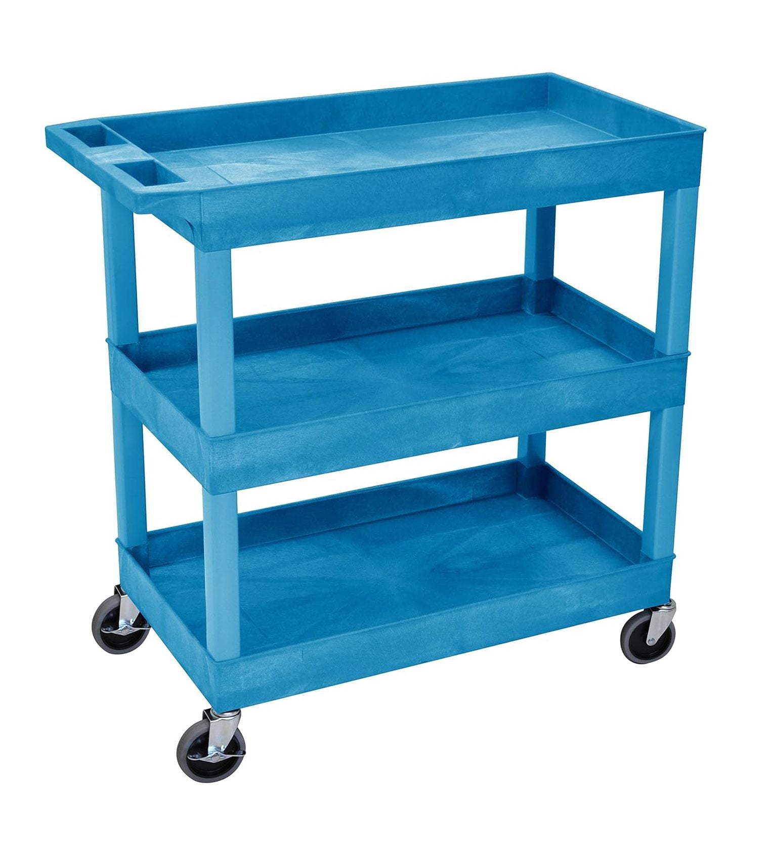 EC111-BU Multipurpose Utility Tub Cart with Three Shelves, 300 lbs ...