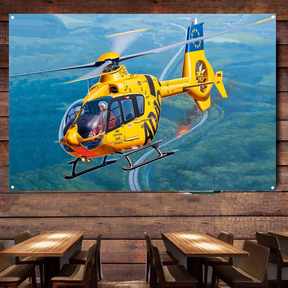 EC135 ADAC Attack Helicopter Poster Wall Hanging Flag - 38" x 57 ...
