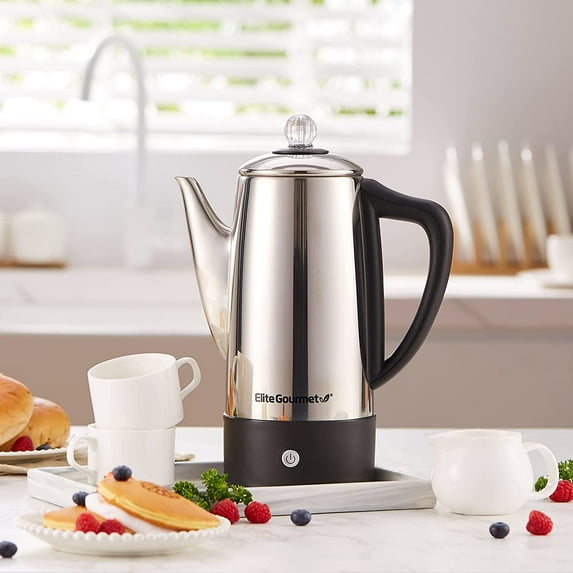 EC812 Electric 12-Cup Coffee Percolator with Keep Warm, Clear Brew ...