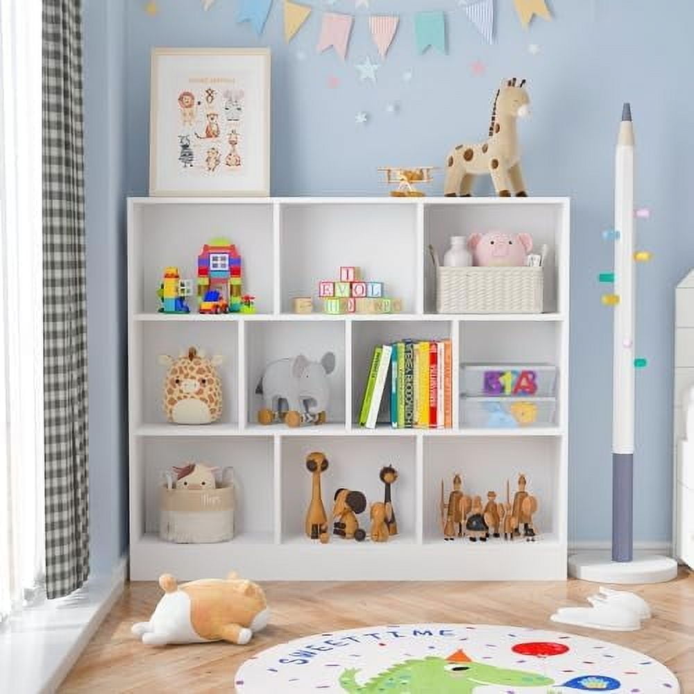 ECACAD Bookcase, Wood Bookshelf with 3 Tier Open Shelves, 10-Cube ...