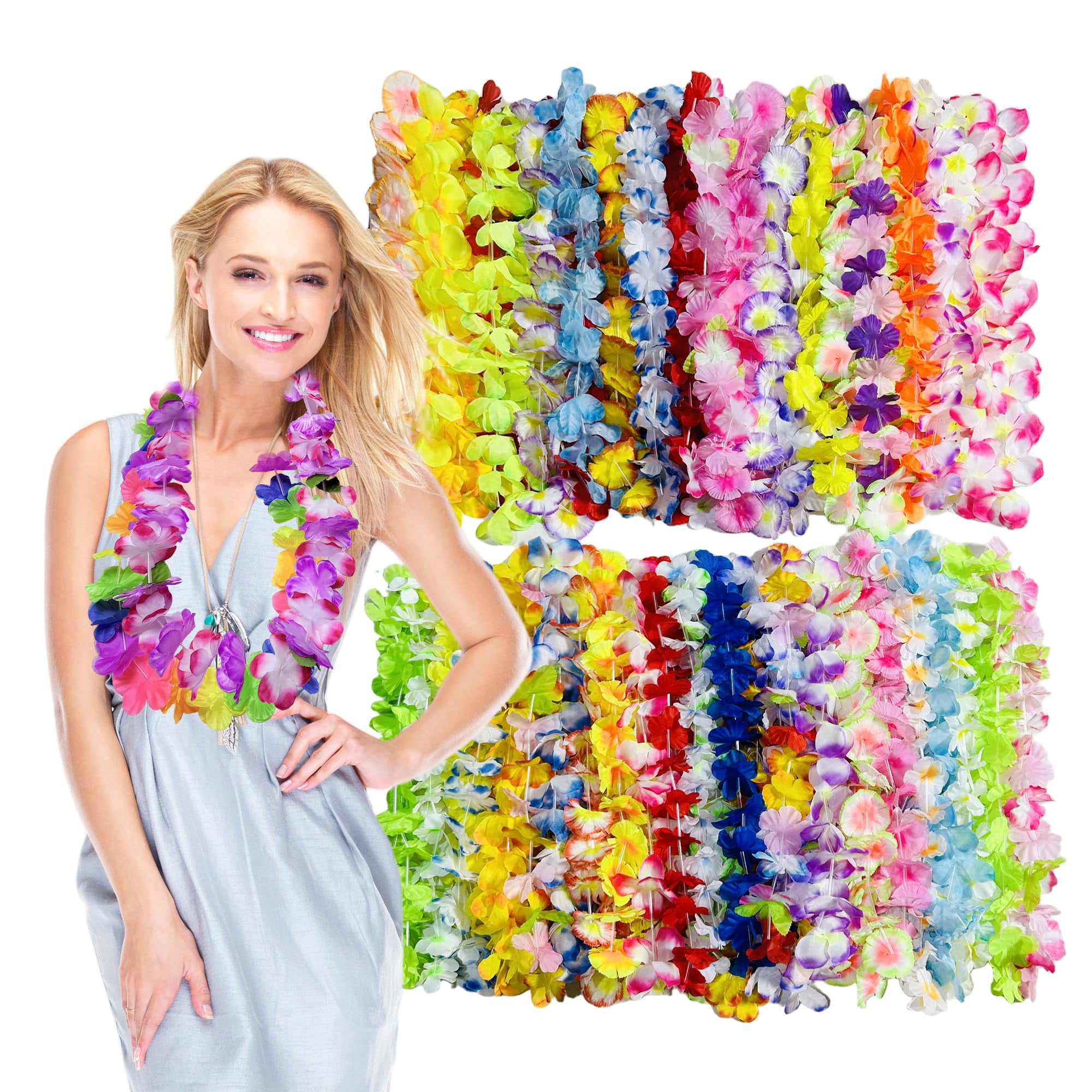 ECAFOLGI Hawaiian Leis 50 KEF16 PCS Hawaii Flower Leis for Adults and ...