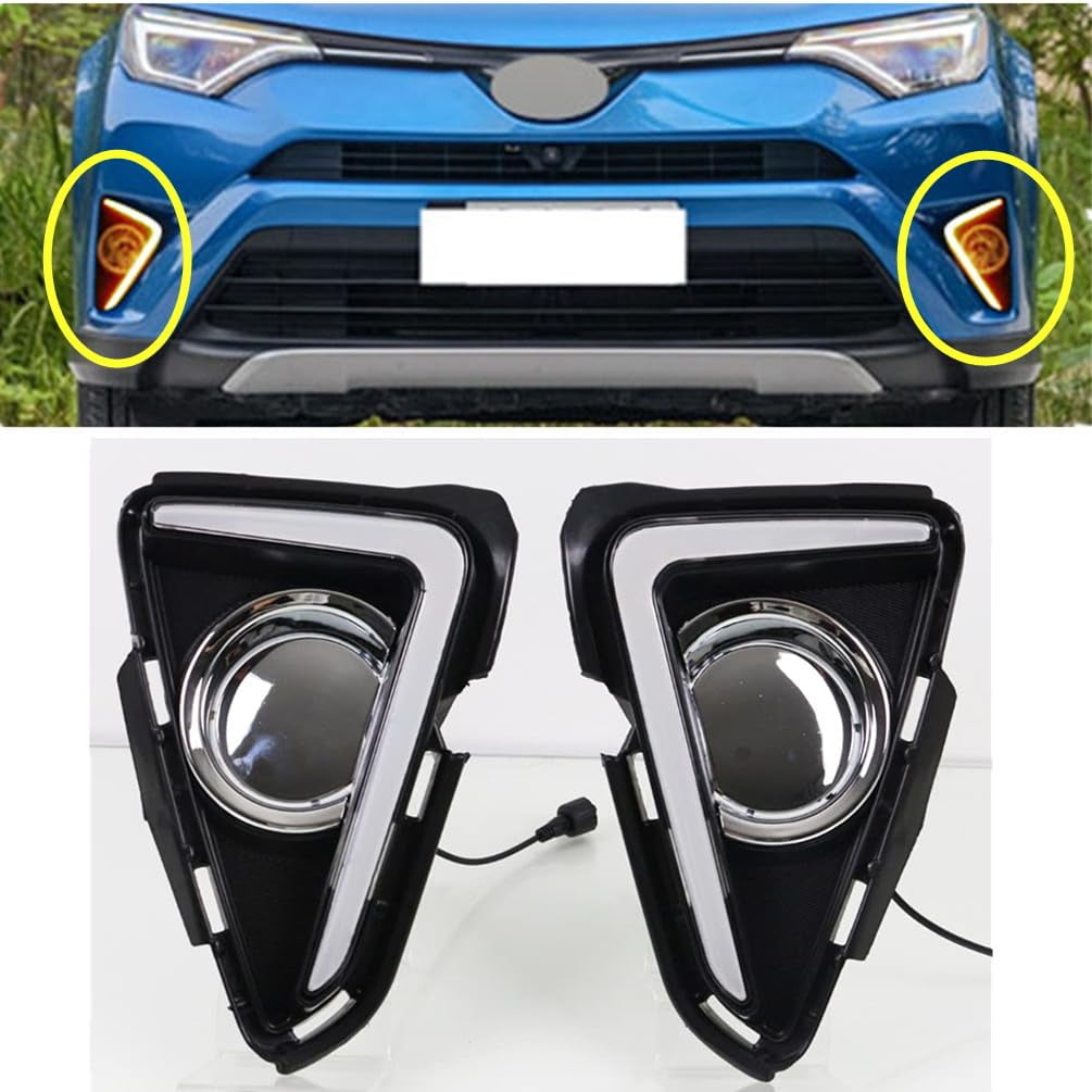 ECAHAYAKU Compatible with Toyota RAV4 2016 2017 2018 Car LED DRL Daytime Running Lights Turn ...