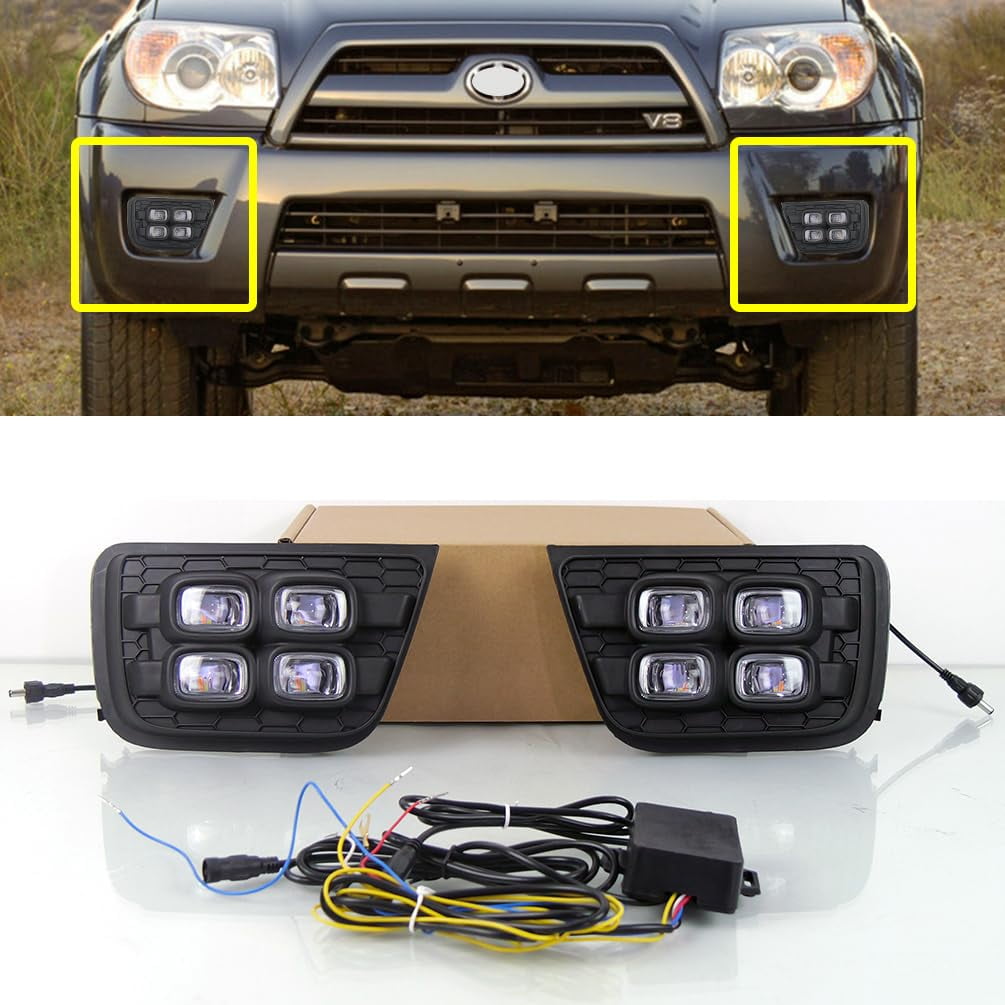 ECAHAYAKU LED Fog Lamp CM31 Daytime Running Light for 2006-2009 Toyota 4Runner DRL with Yellow ...