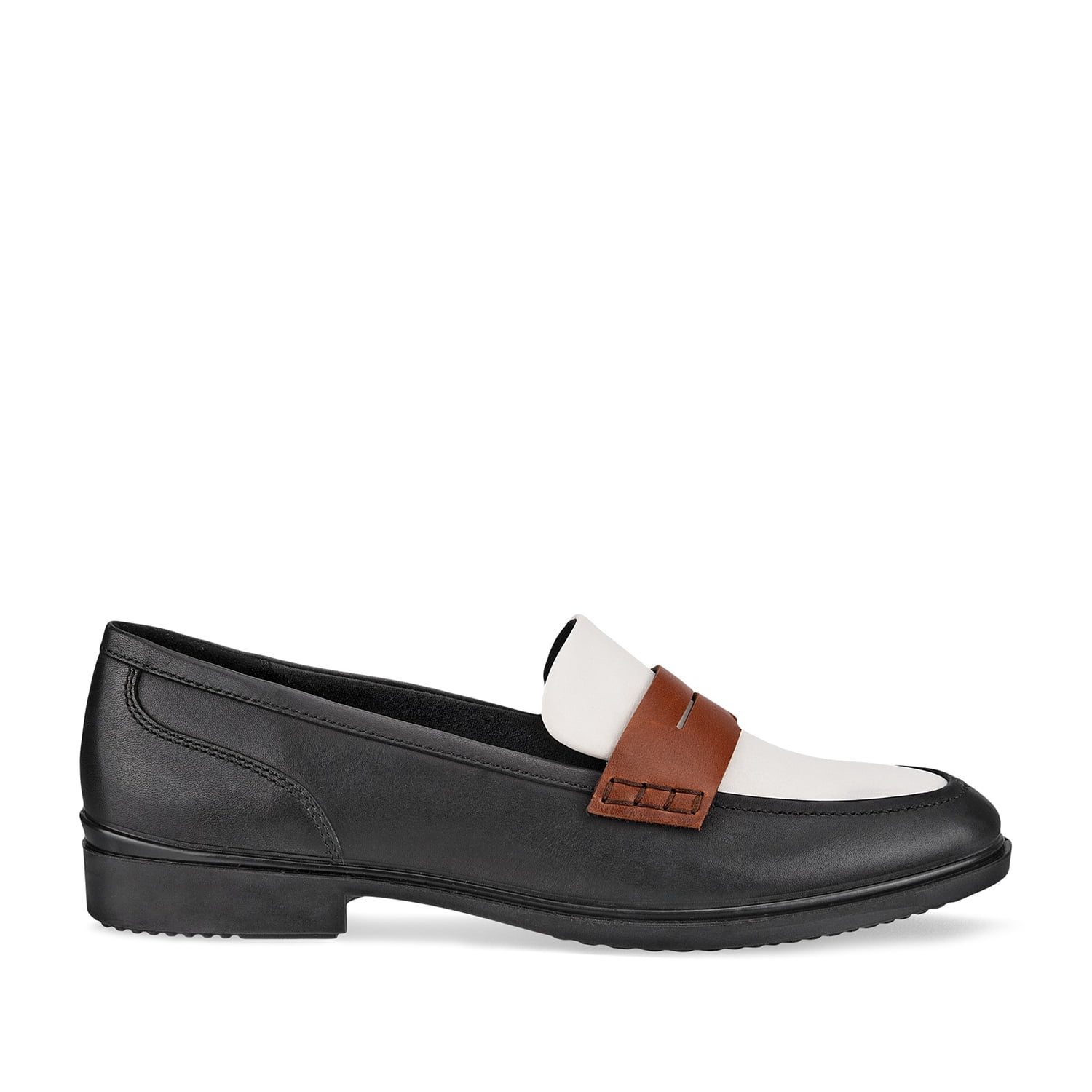 ECCO Women's Dress Classic 15 Loafer in Black/Limestone/Cognac, 38 EU ...