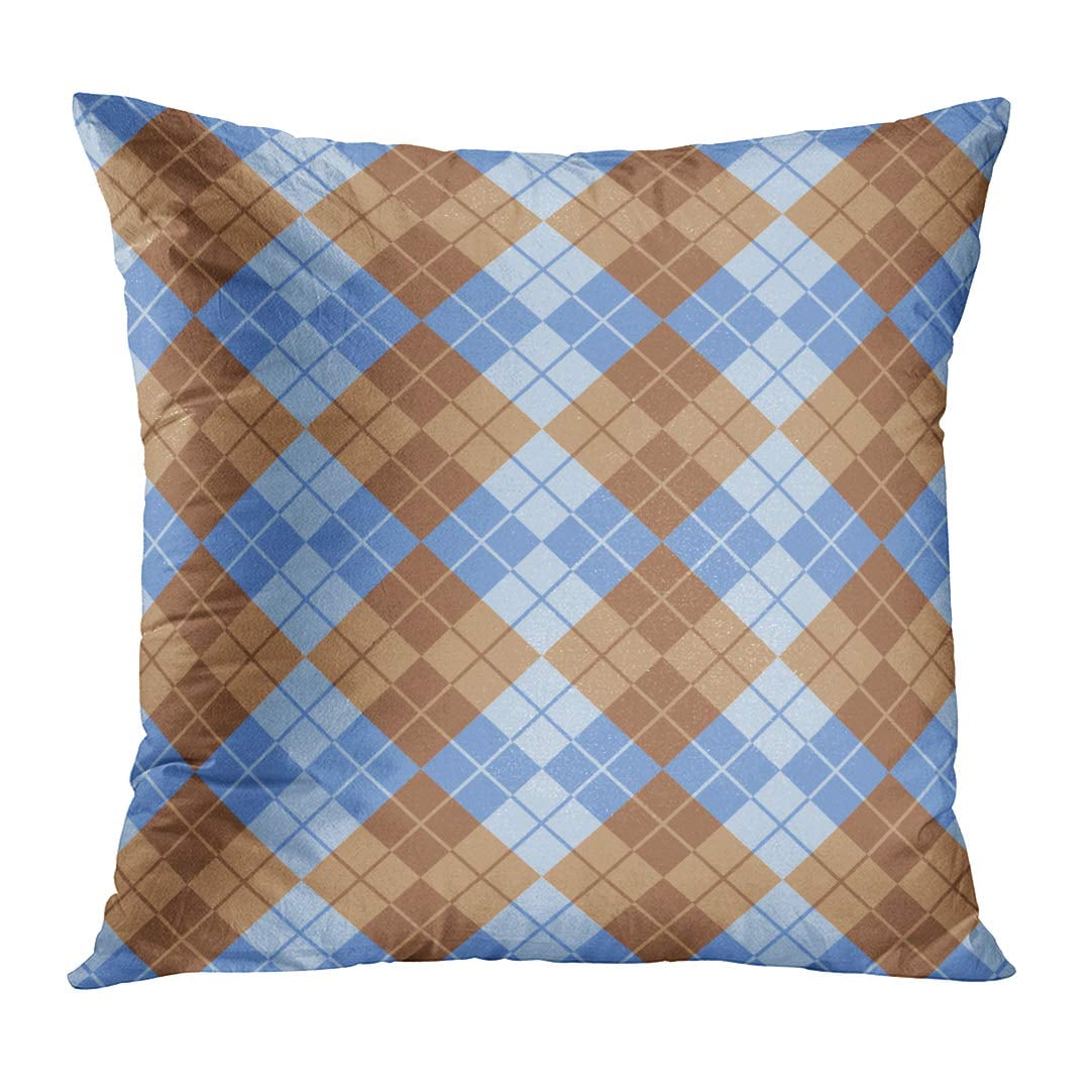 ECCOT Abstract Argyle Pattern in Alternating Colors of Blue and Brown Checked Checkerboard ...