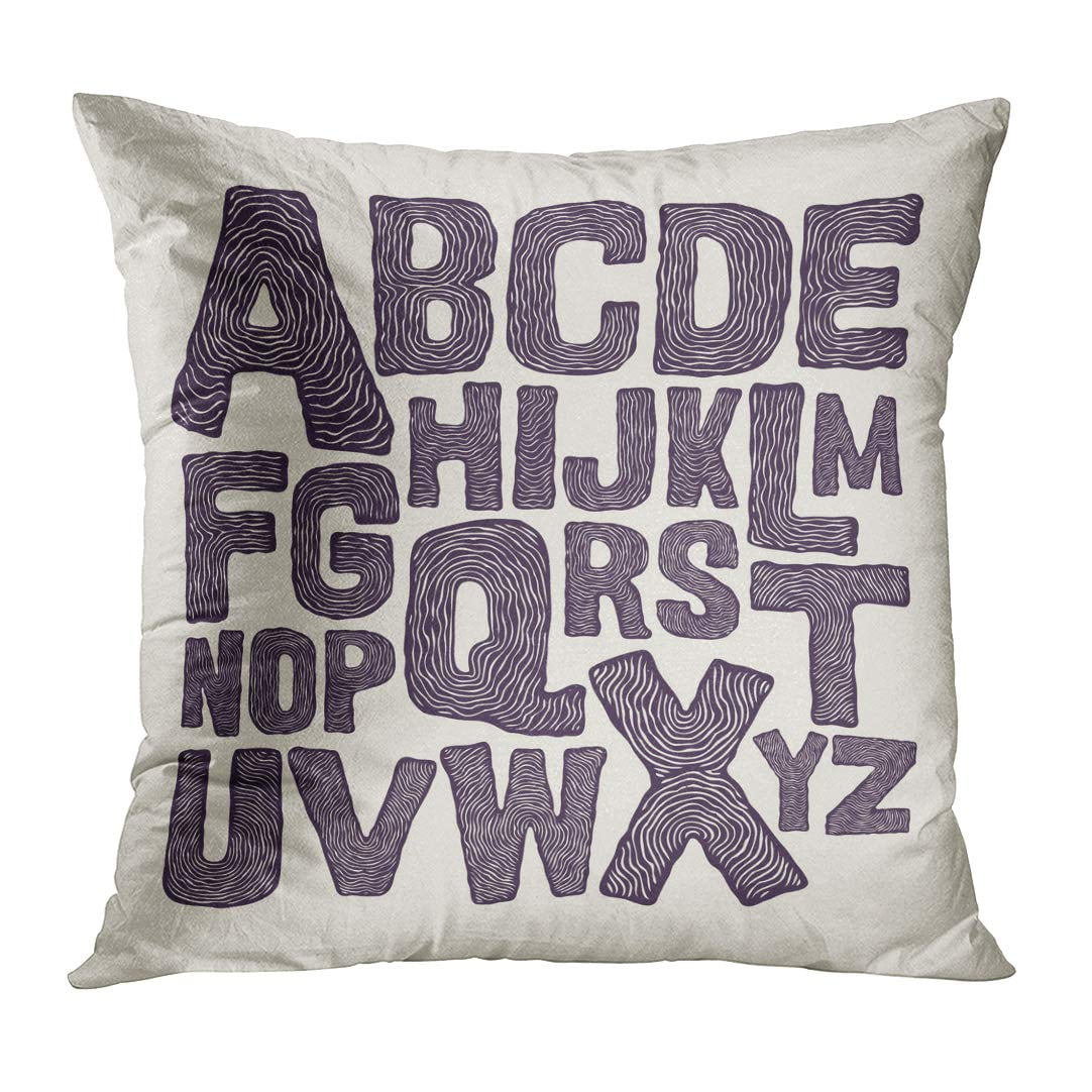 ECCOT Alphabet Hand Drawing Brush Script Letter Ink Doodle Pillow Case ...