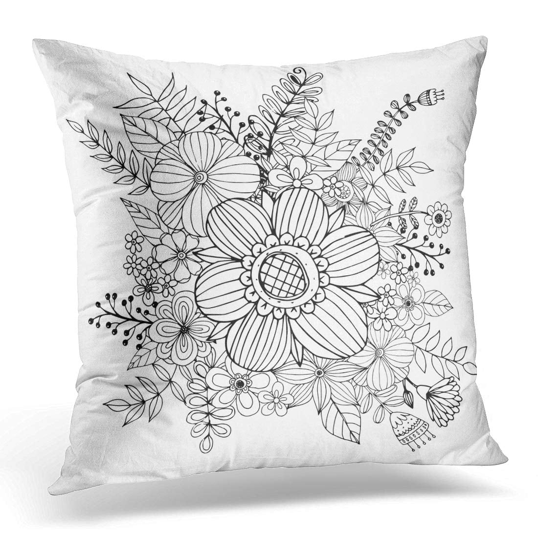 ECCOT Black Abstract Flower Doodle Drawing Freehand Coloring Page with ...