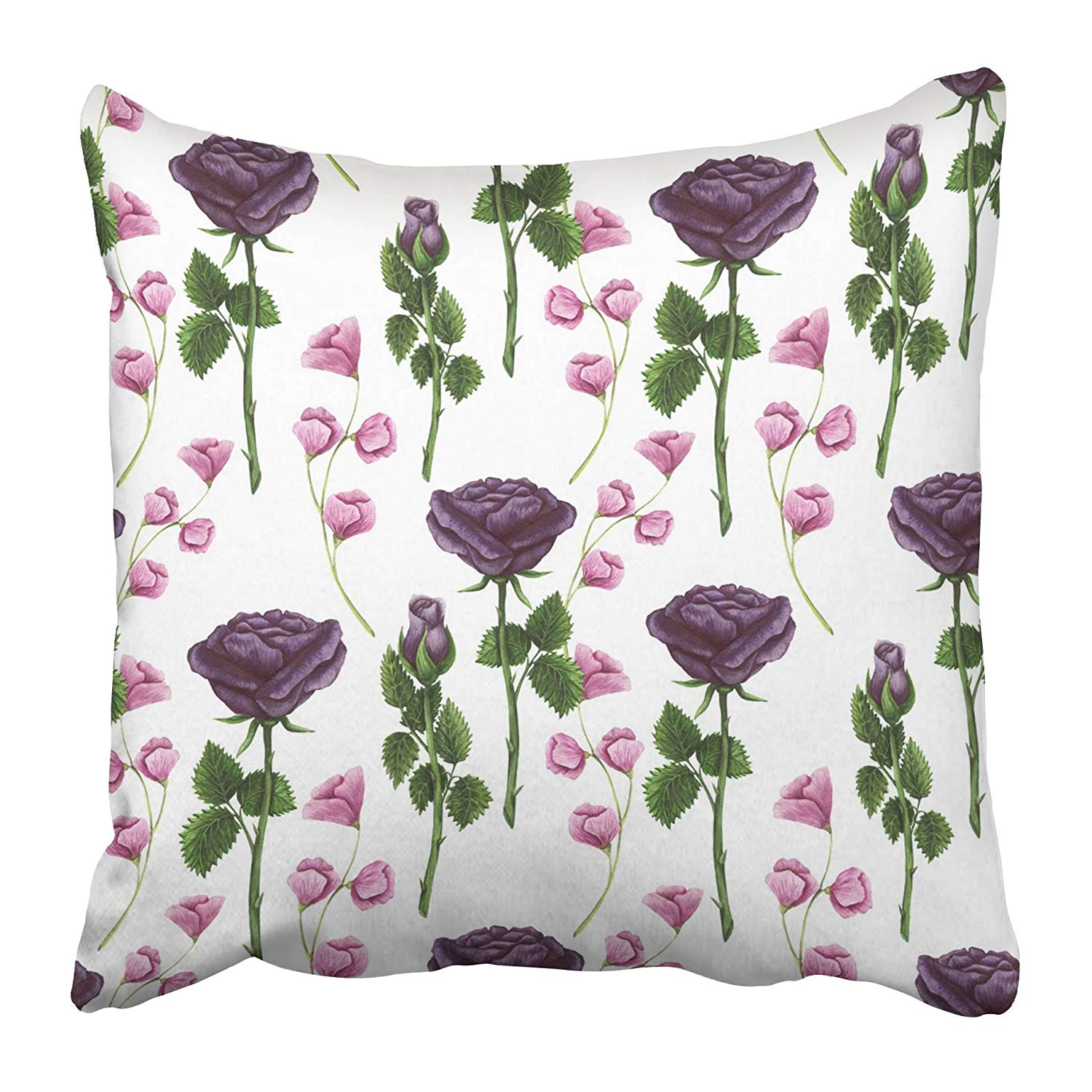 ECCOT Black Dark of Watercolor Little Light Pink Flowers and Deep ...