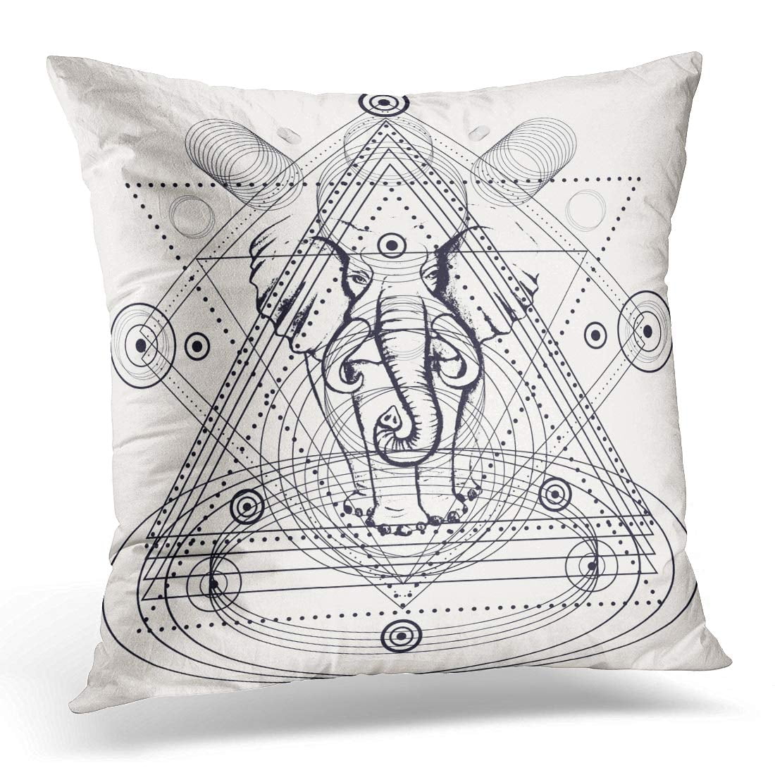 ECCOT Blackwork Elephant and Triangular Pyramid Silhouette Head Boho ...