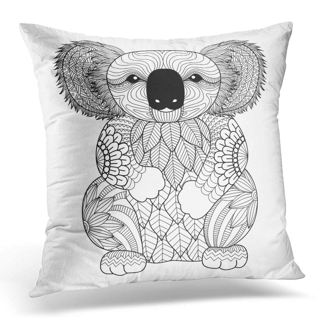 ECCOT Book Black Drawing Zentangle Koala Coloring Page Design Effect ...