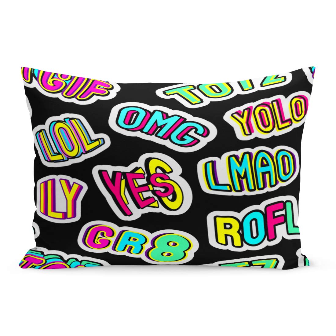 ECCOT Colorful Patches Badges Pins Words Totz TGIF Yolo LOL Pillowcase ...